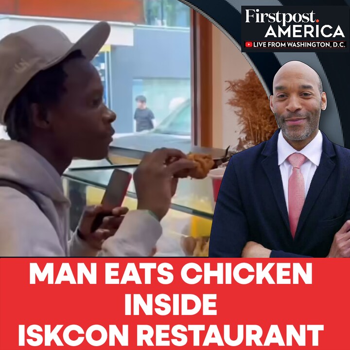 Man Eats Chicken Inside ISKCON Restaurant | Firstpost America | N18G