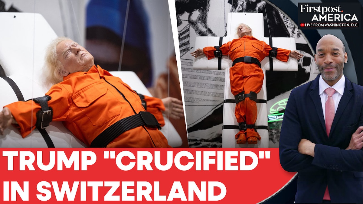 "Saint or Sinner," Trump Sculpture strapped to cross displayed in ...